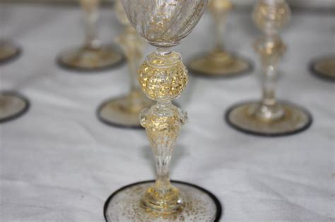 Antique Venetian Glass Sherry Glasses Set Of Ten At 1stdibs