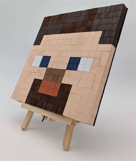 Minecraft Steve 8 Bit Wooden Pixel Art Etsy