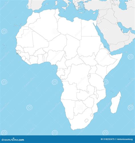 Blank Political Africa Map Vector Illustration With Countries In White Color Stock Vector