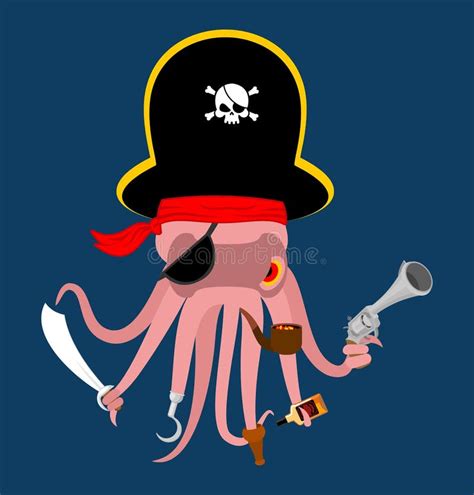Pulpo Del Pirata Invasor Del Monstruo Devilfish En Sombrero Del Pirata