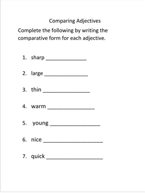 Comparing Adverbs Worksheet
