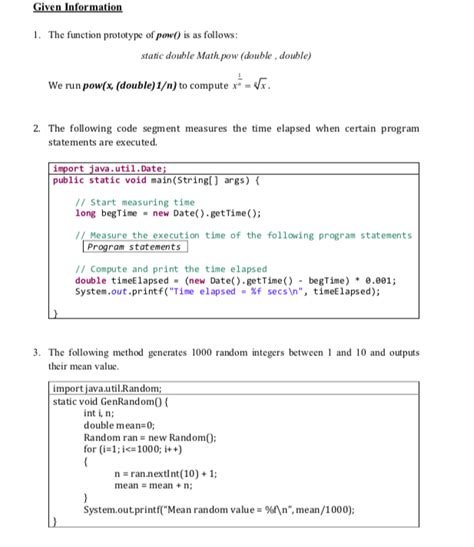 Solved Given Information 1 The Function Prototype Of Pow