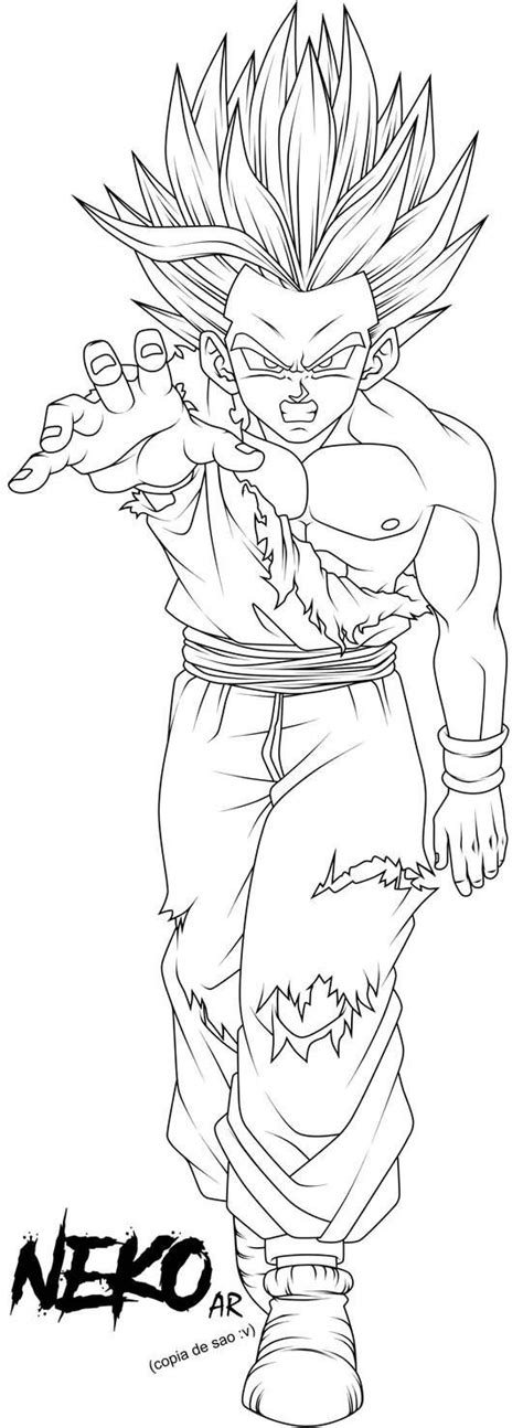 Super Saiyan Gohan 1 Kaioshin Outfit Line Art By Aubreiprince On