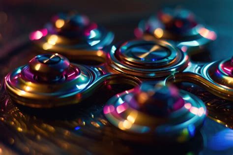 Premium Photo Close Up Of A Spinning Fidget Spinner Ai Generated