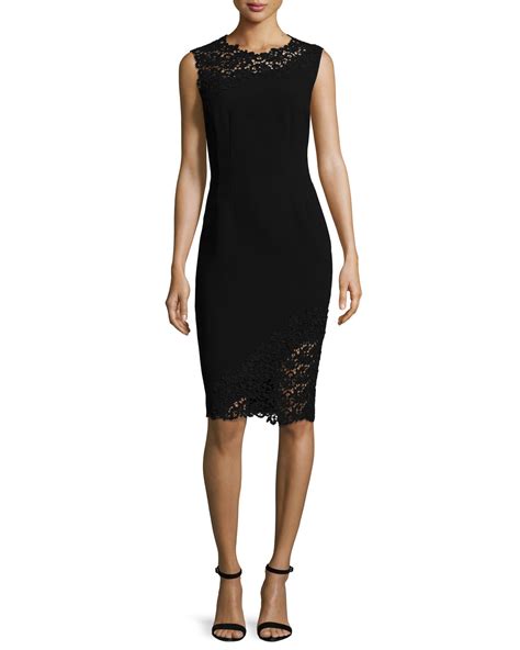 Elie Tahari Emory Sleeveless Sheath Dress With Lace Detail Neiman Marcus