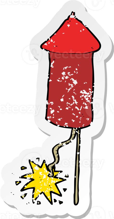 Retro Noodlijdende Sticker Van Een Cartoon Vuurwerk 36361848 PNG