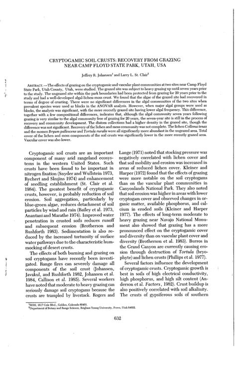 Pdf Cryptogamic Soil Crusts Recovery From Grazing Near Camp Floyd