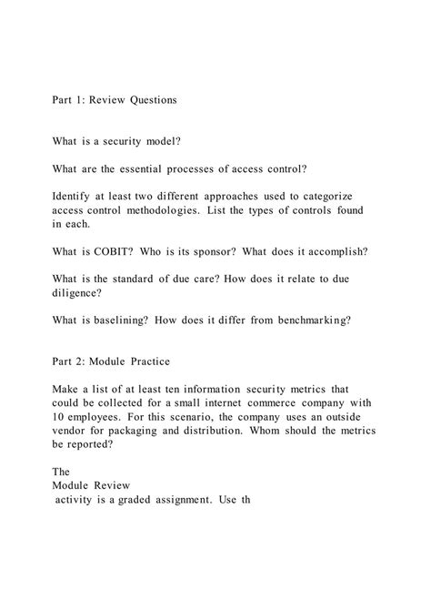 Part 1 Review Questionswhat Is A Security Modelwhat Docx