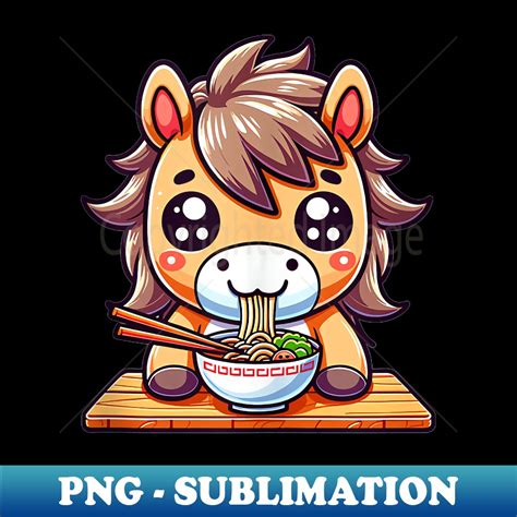 Cute Japanese Kawaii Chibi Horse Eating Ramen Signature Su Inspire