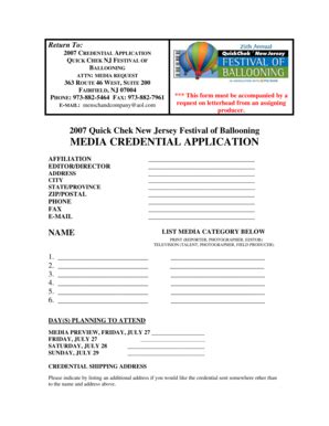Fillable Online MEDIA CREDENTIAL APPLICATION Fax Email Print PdfFiller