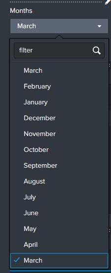 solved how to create a custom filter with months in the d splunk