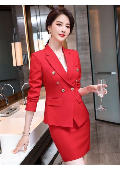 Womens Winter Ol Style Formal Uniform Professional Pantsuits