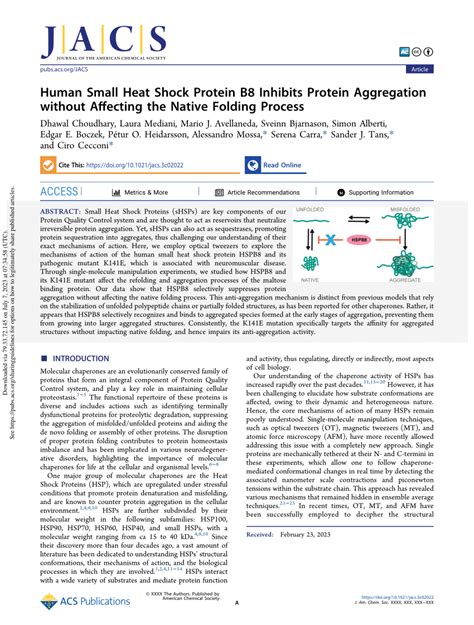 Pdf Human Small Heat Shock Protein B8 Inhibits Protein Aggregation
