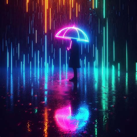 Neon Rain In Neon Lit City R Indianartai