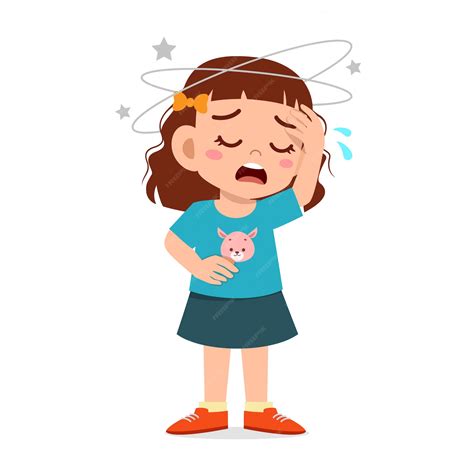 Dibujos Animados Niña Niño Tener Dolor De Cabeza Vector Premium