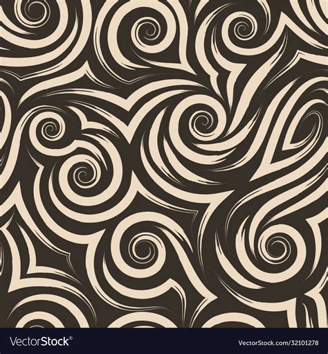 Beige Seamless Pattern Spirals And Curls Vector Image
