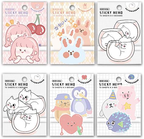 Cute Sticky Notes Kawaii Sticky Notes 6 Pack 375x275 In