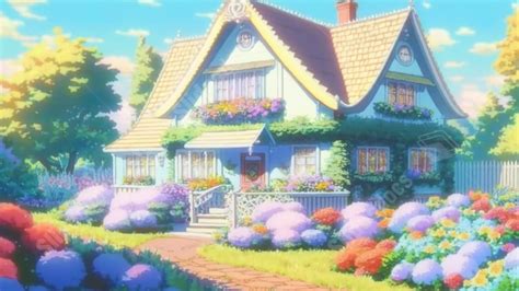 Garden Hydrangea Building European Style House Cartoon House Powerpoint