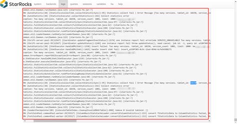 Fe日志waring大量报错：collect Statistics Error 日常运维 Starrocks中文社区论坛