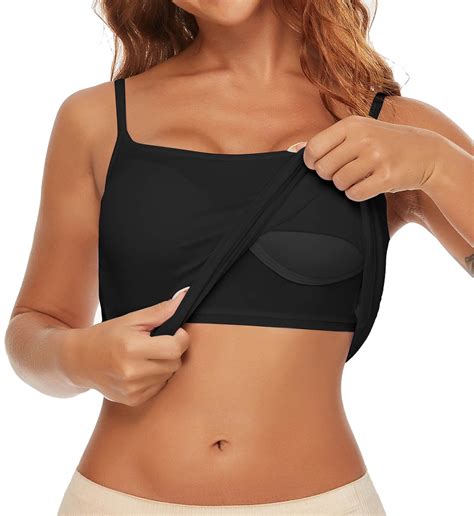 Vaslanda Womens Adjustable Strap Cami Tank Tops With Built In Bra
