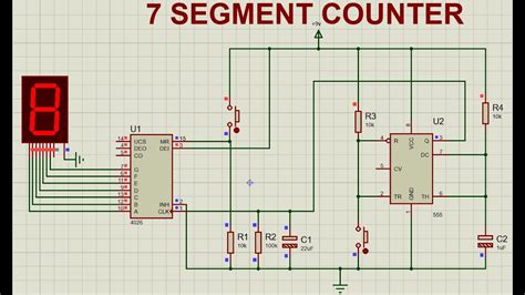 7 Segment Counter 1 To 9 Using 555 Timer Ic And Cd4026 Proteus 8