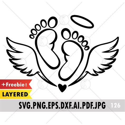 Baby Feet With Angel Wings SVG PNG Infant Baby Loss Memorial Infant