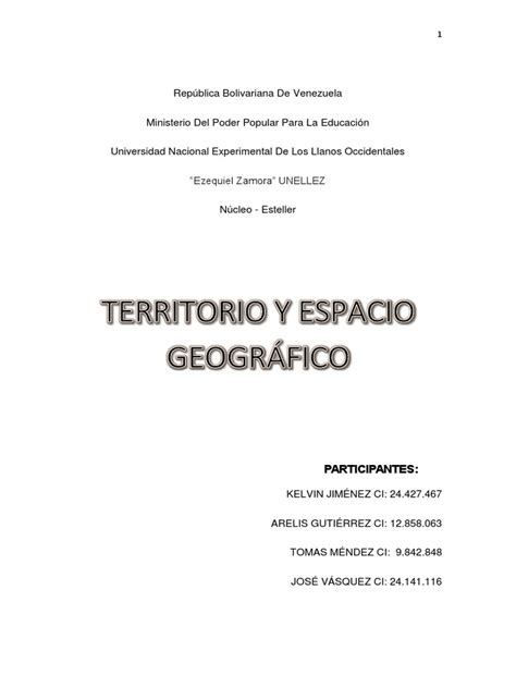 Territorio Y Espacio Geografico Kelvin Jimenez Pdf Aguas
