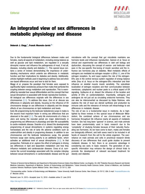 Pdf An Integrated View Of Sex Differences In Metabolic Physiology And