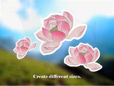 Water Lily Sticker Png Pink Vintage Flower Decal For Hydro Etsy