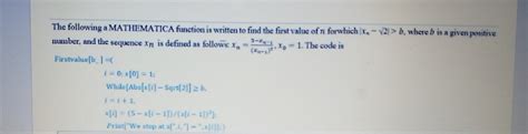 Solved 5 4201 The Following A Mathematica Function Is