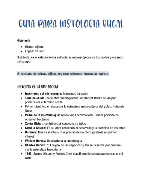 Guia Para Histologia Bucal Histología Histos Tejidos Logos
