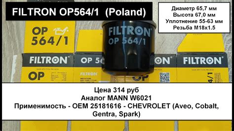 Распил масляного фильтра FILTRON OP564/1 (аналог MANN W6021) - YouTube