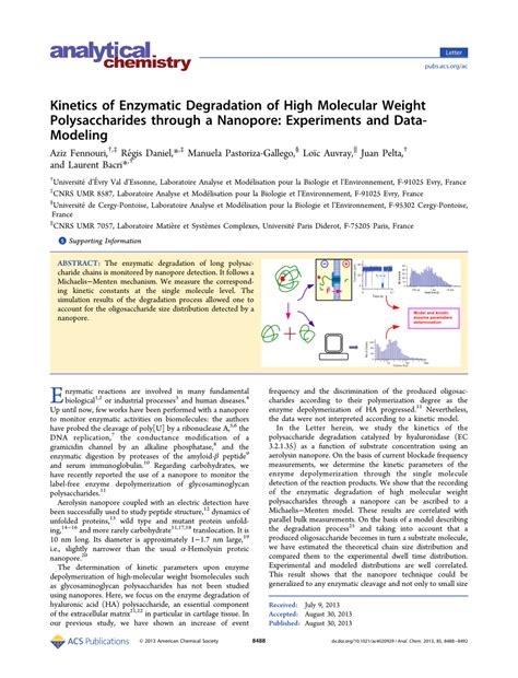 Pdf Kinetics Of Enzymatic Degradation Of High Molecular Weight Polysaccharides Through A