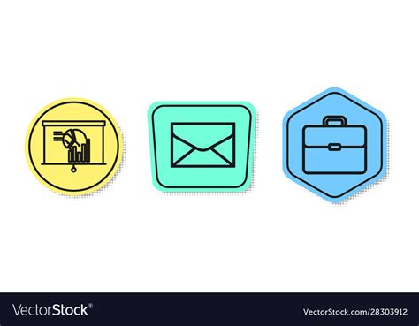 Set Line Board With Graph Chart Envelope Vector Image