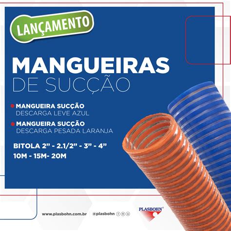 Mangueira Sucção Azul E Laranja Plasbohn Plasbohn