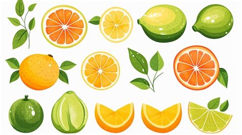 Premium Photo Watercolor Citrus Fruits Vector Illustration Cartoon