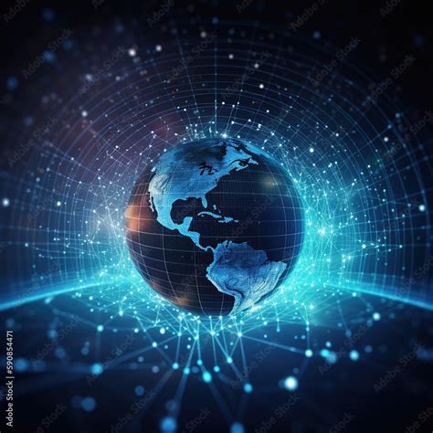 Globe And Code Background Connection Lines Around Earth Globe Futuristic Technology Theme