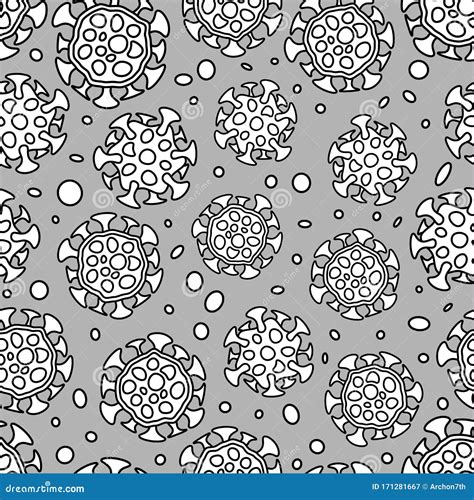 Bacteria Microbe Virus Outline Vector Seamless Pattern Print Stock Vector Illustration Of