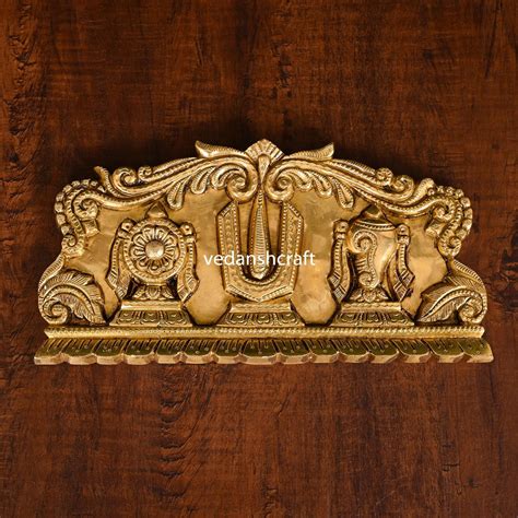 Brass Shankh Chakra Namah Wall Hanging 5 Inch Vedansh Craft