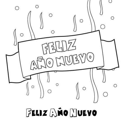 Imprimir Cartel de feliz año nuevo para colorear