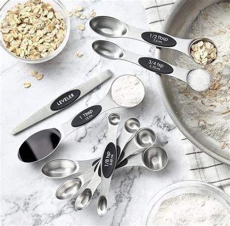 Juego de 9 cucharas medidoras magnéticas cucharas de cocina de acero