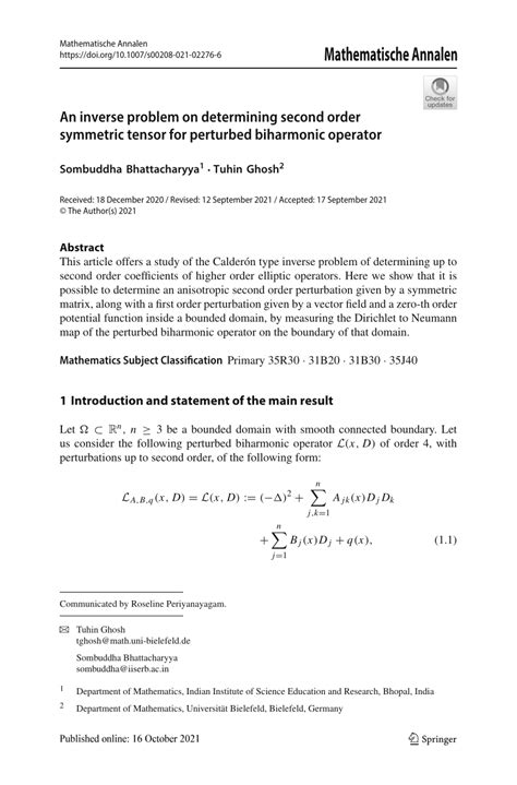 pdf an inverse problem on determining second order symmetric tensor
