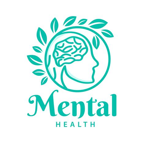 Mental Health Logo With Brain And Green Leaves Vector Concept For