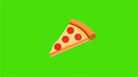 4k Animation Of Pizza Slice With Sausage Isolated On Green Screen Stock
