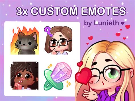 Custom Comission 3 Emotes [digital Product] Lunieth