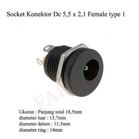 Jual Socket Dc Female Konektor Dc Panel Plug 5 5x2 1mm Kdc1 Shopee Indonesia