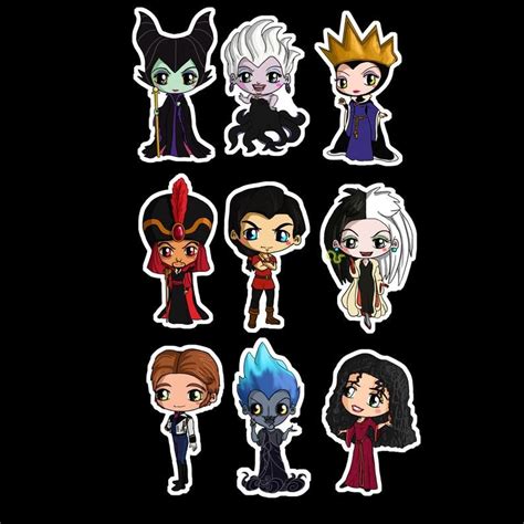 Disney Villains Chibi Stickers Maleficent The Evil Queen Etsy
