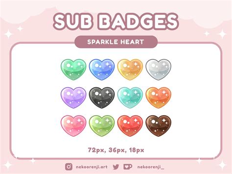 Cute Heart Sub Badges For Twitch Streaming Graphic Aesthetic Bit Badges