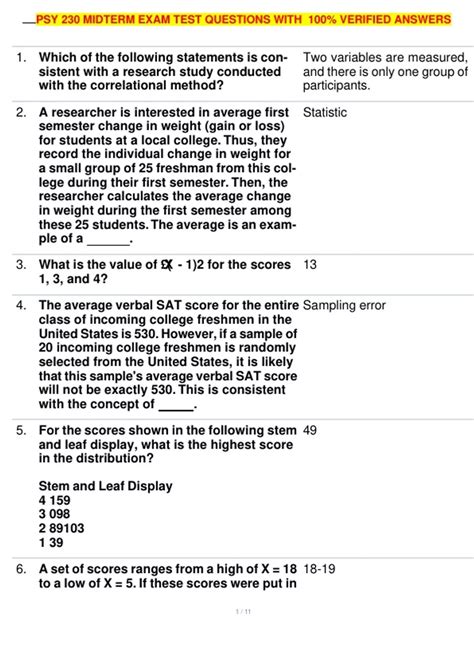 Psy 230 Midterm Exam Test Questions With 100 Verified Answers Psy 230 Stuvia Us