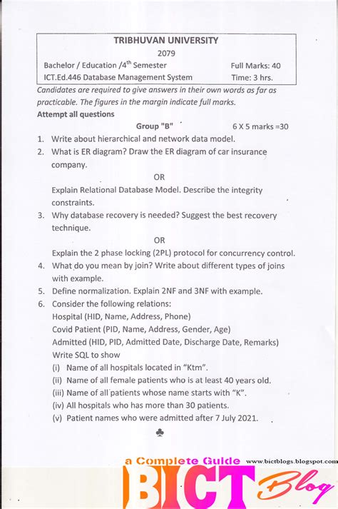 BICT 4th Sem Question Paper Year 2079 IT Course In Nepal BICT Blog